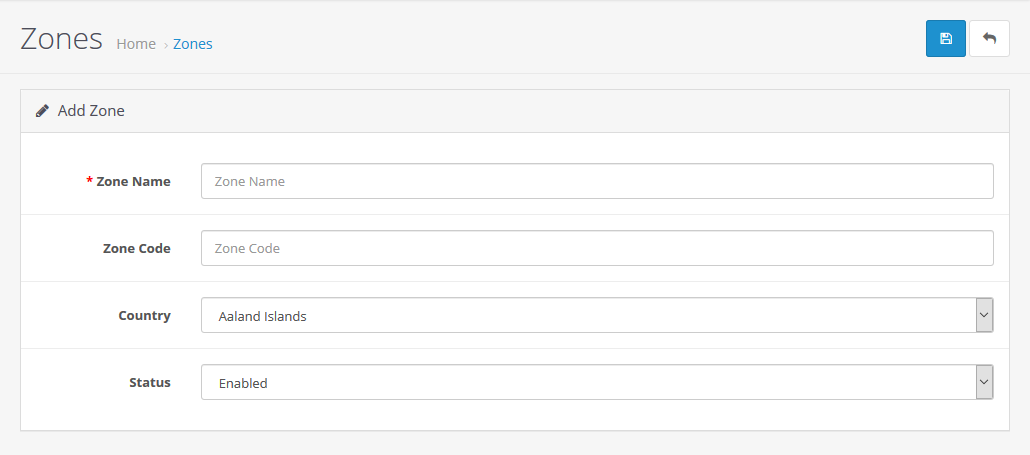 地區 - OpenCart 使用指引
