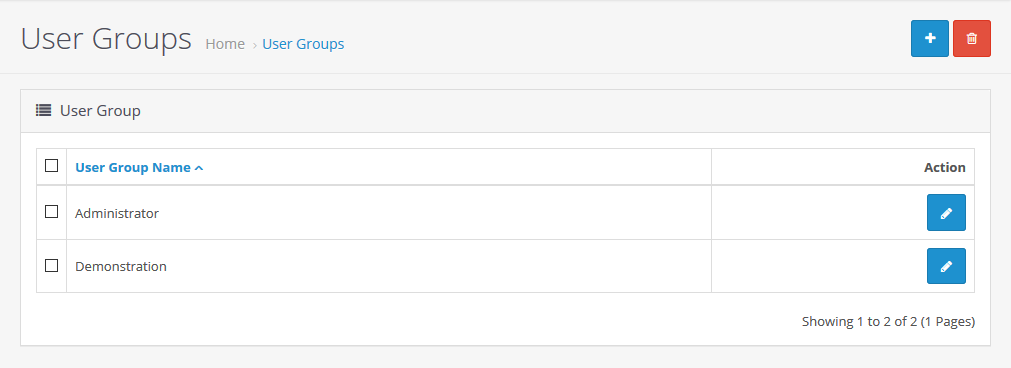 用戶群組 - OpenCart 使用指引